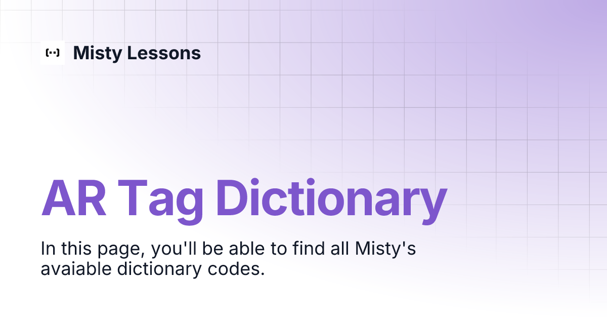 AR Tag Dictionary | Misty Lessons